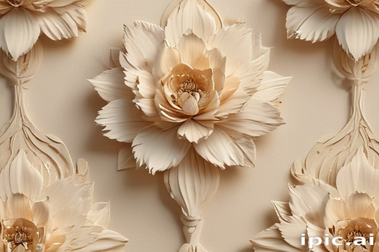 Elegant Cream-Colored Floral Design with Intricate Petals and Textures.