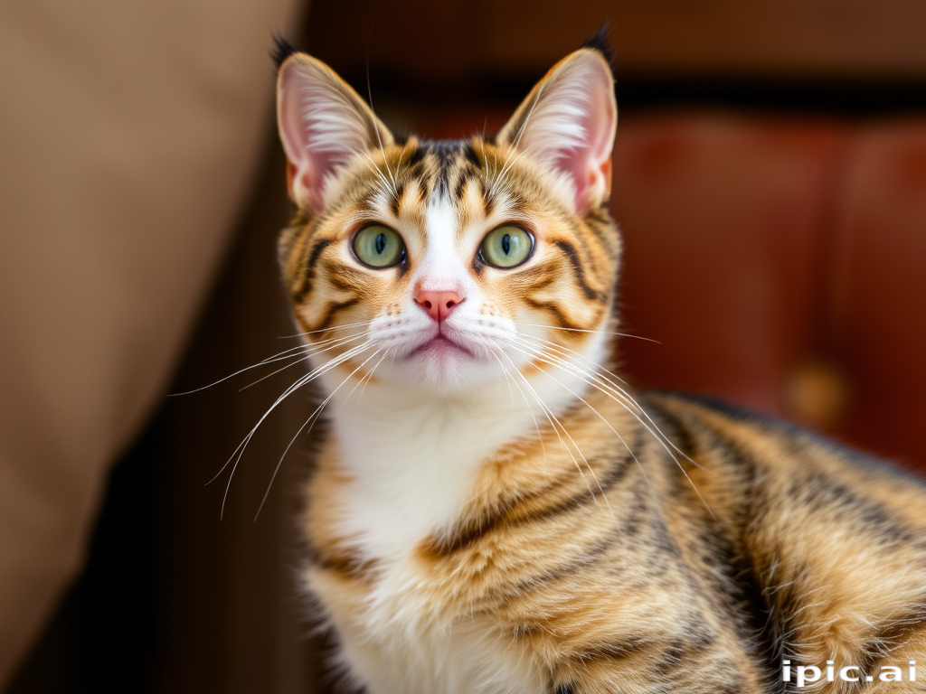 Adorable Tabby Cat with Striking Green Eyes and Charming Expression