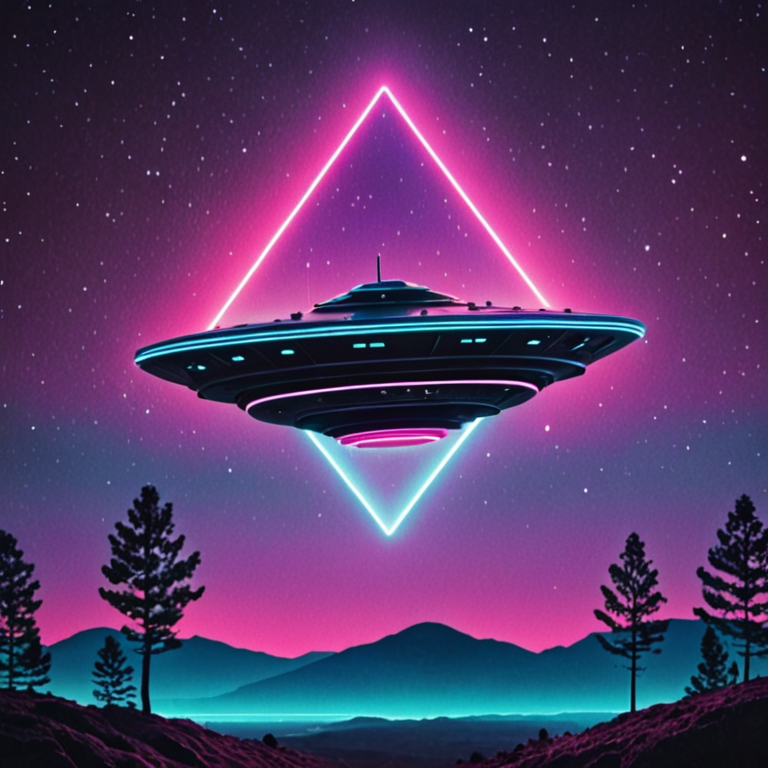 Synthwave triangle ufo