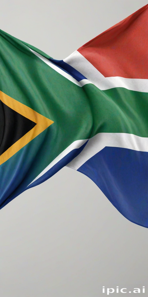 Waving South African Flag Symbolizing Unity, Diversity, and National Pride