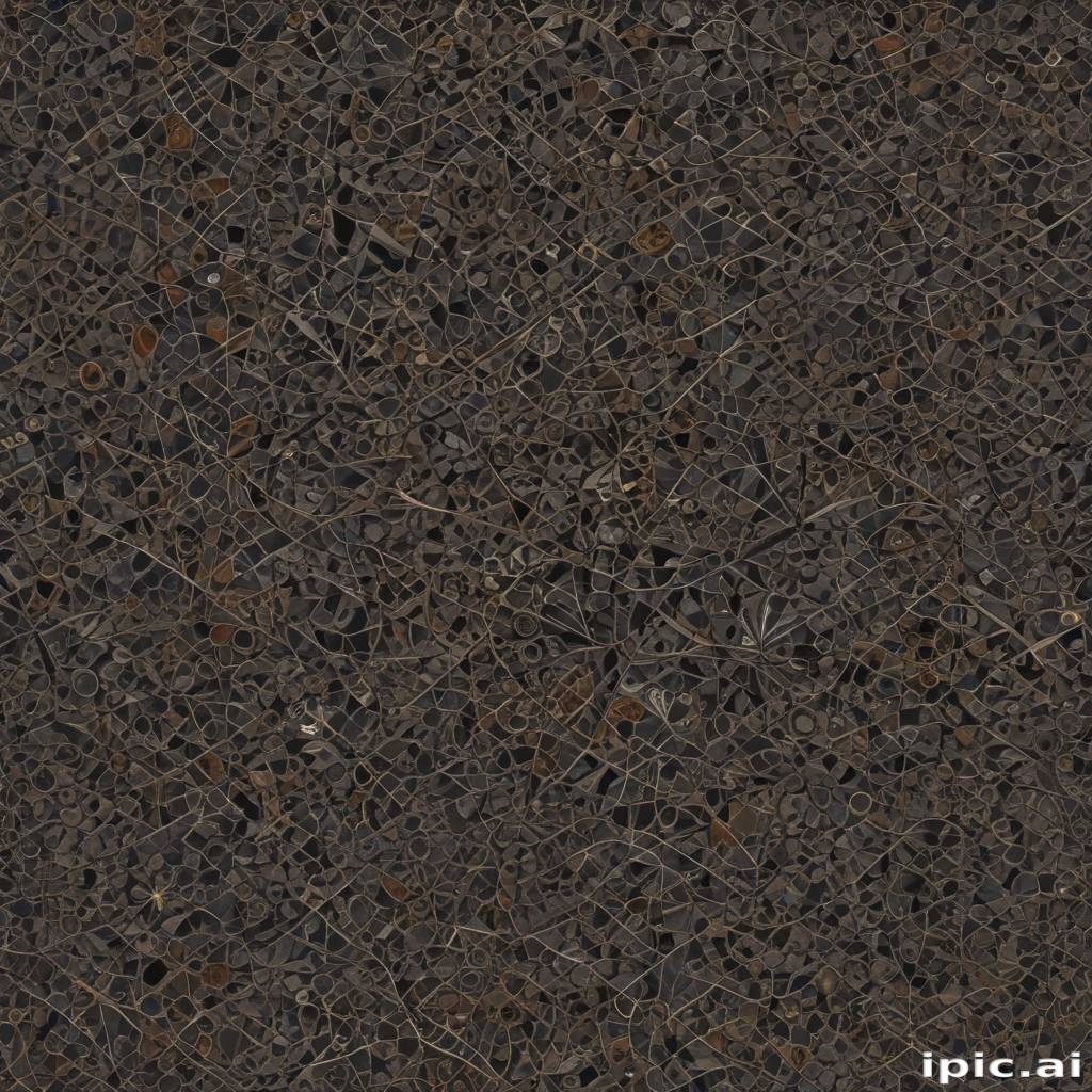 Intricate Patterns of Dark Textures and Shapes in a Complex Design