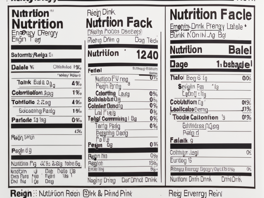 Detailed Nutritional Information Label for a Beverage Product with ...