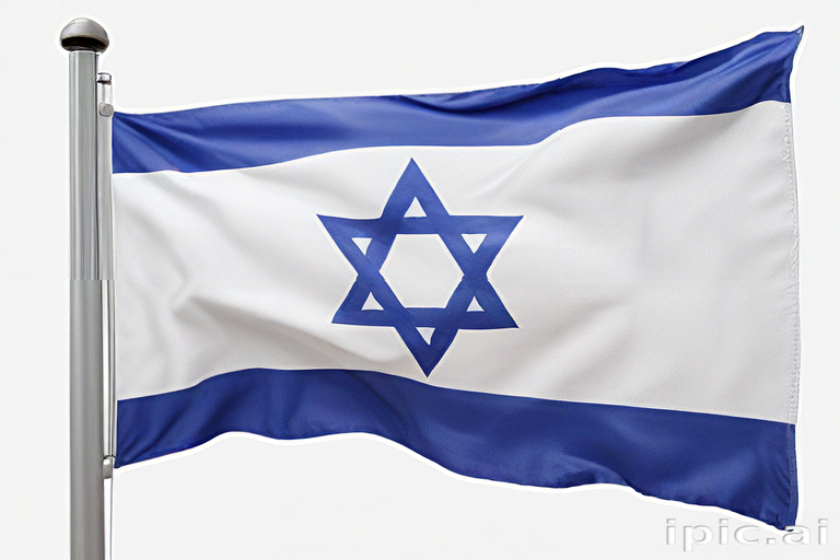Israeli National Flag Featuring the Star of David and Blue Stripes