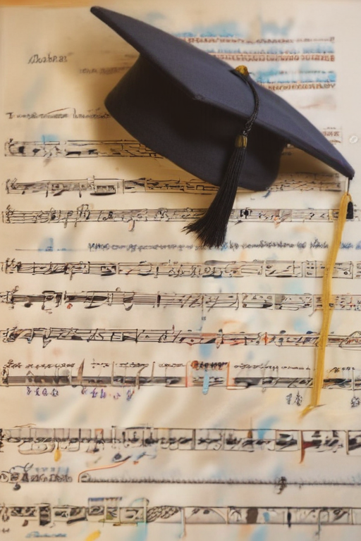Celebrating Achievement: A Graduation Cap on Sheet Music Symbolizing ...