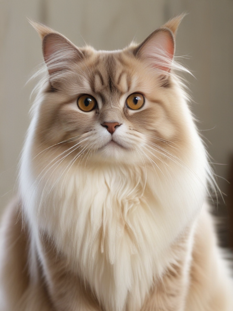 Majestic Feline Portrait: A Fluffy Cat with Striking Golden Eyes