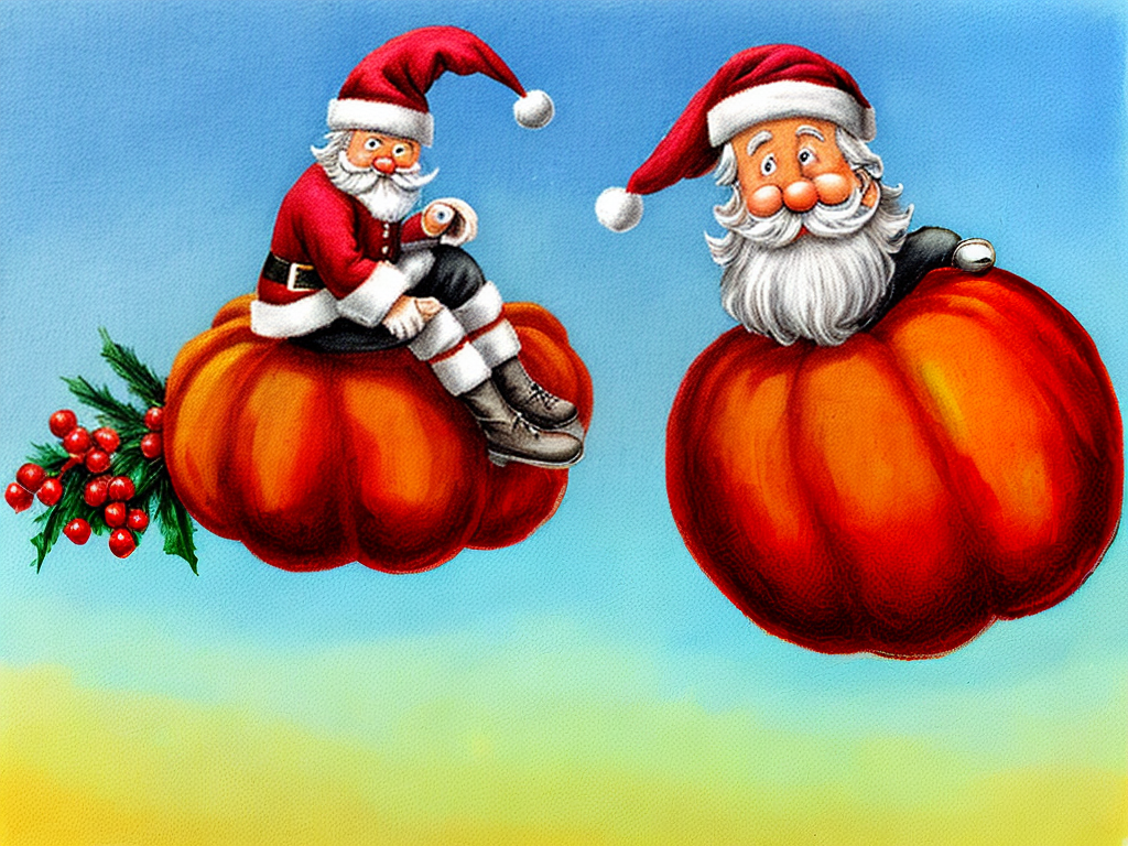 Santa sitting on top of giant pumpkin