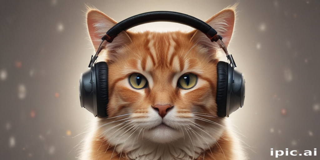 A Cool Cat Enjoying Music with Headphones on Its Ears.