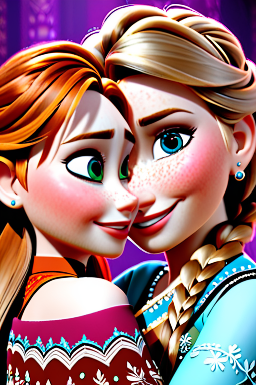 Elsa and Anna together hugs saree indian smile frozen disney smile look ...