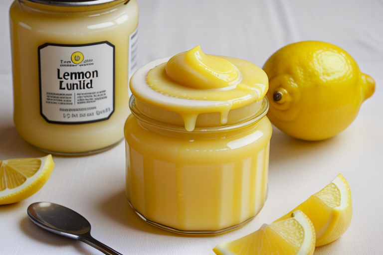 Delicious Lemon Curd in a Jar Surrounded by Fresh Lemons and Slices