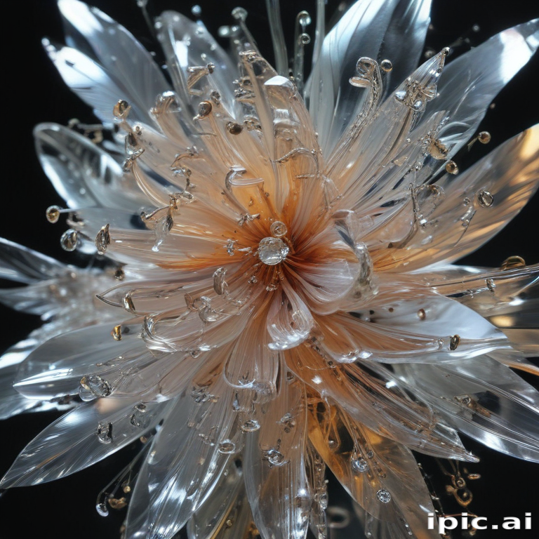 Intricate Glass Flower with Delicate Petals and Sparkling Crystal Accents