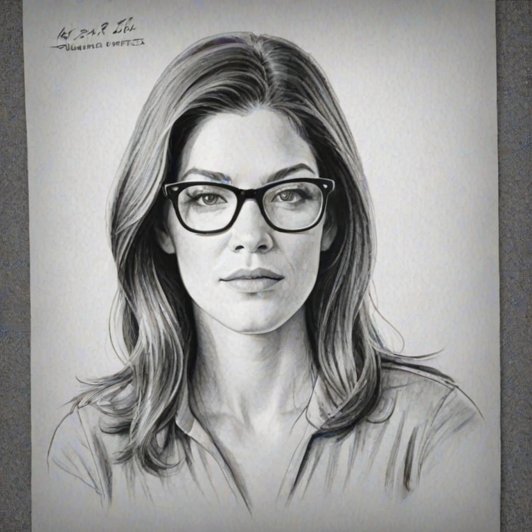 A Thoughtful Portrait of a Woman with Glasses and Long Hair.