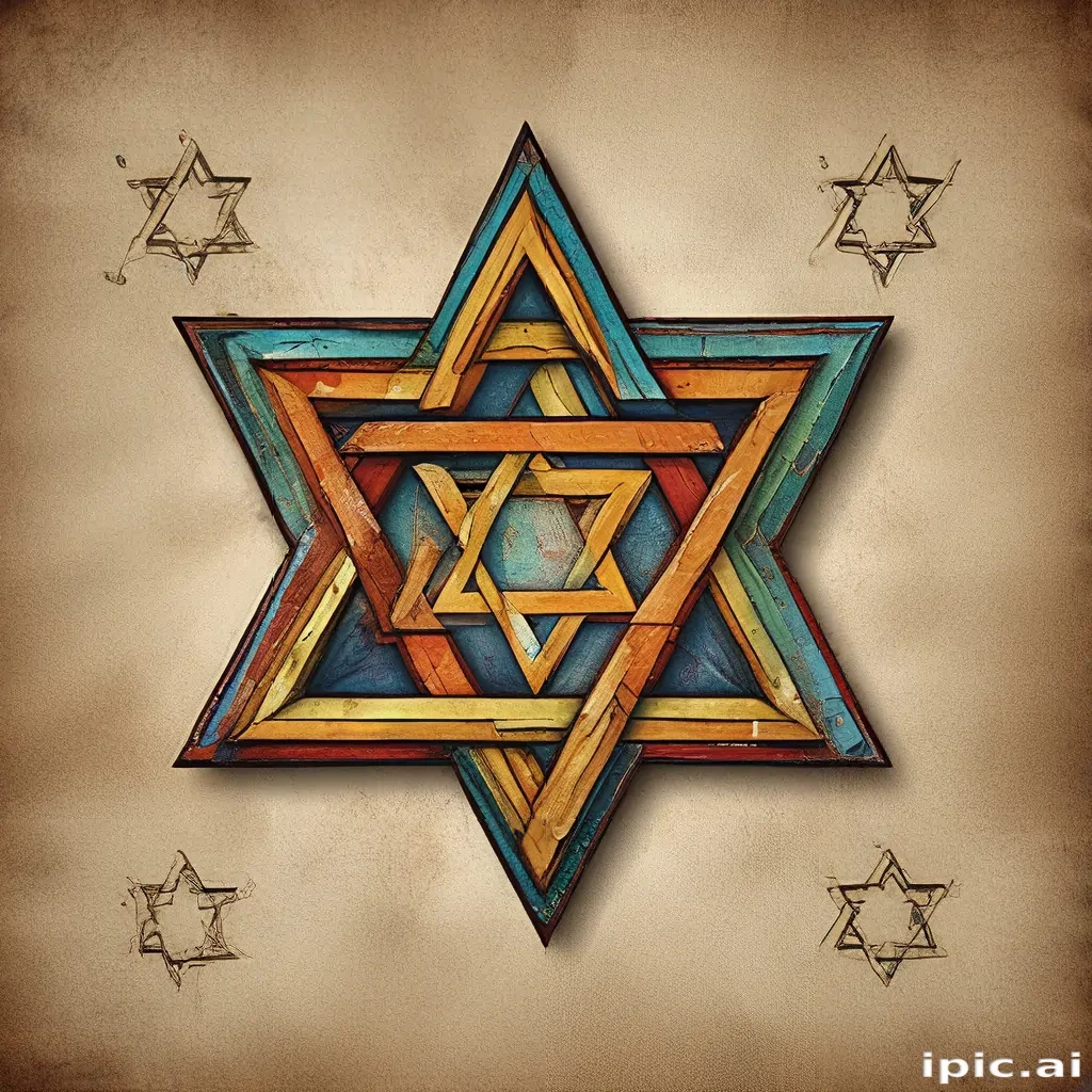 Colorful Star of David with Intricate Design on Textured Background