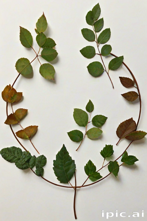 Artistic Arrangement of Diverse Leaves Showcasing Nature's Beautiful ...