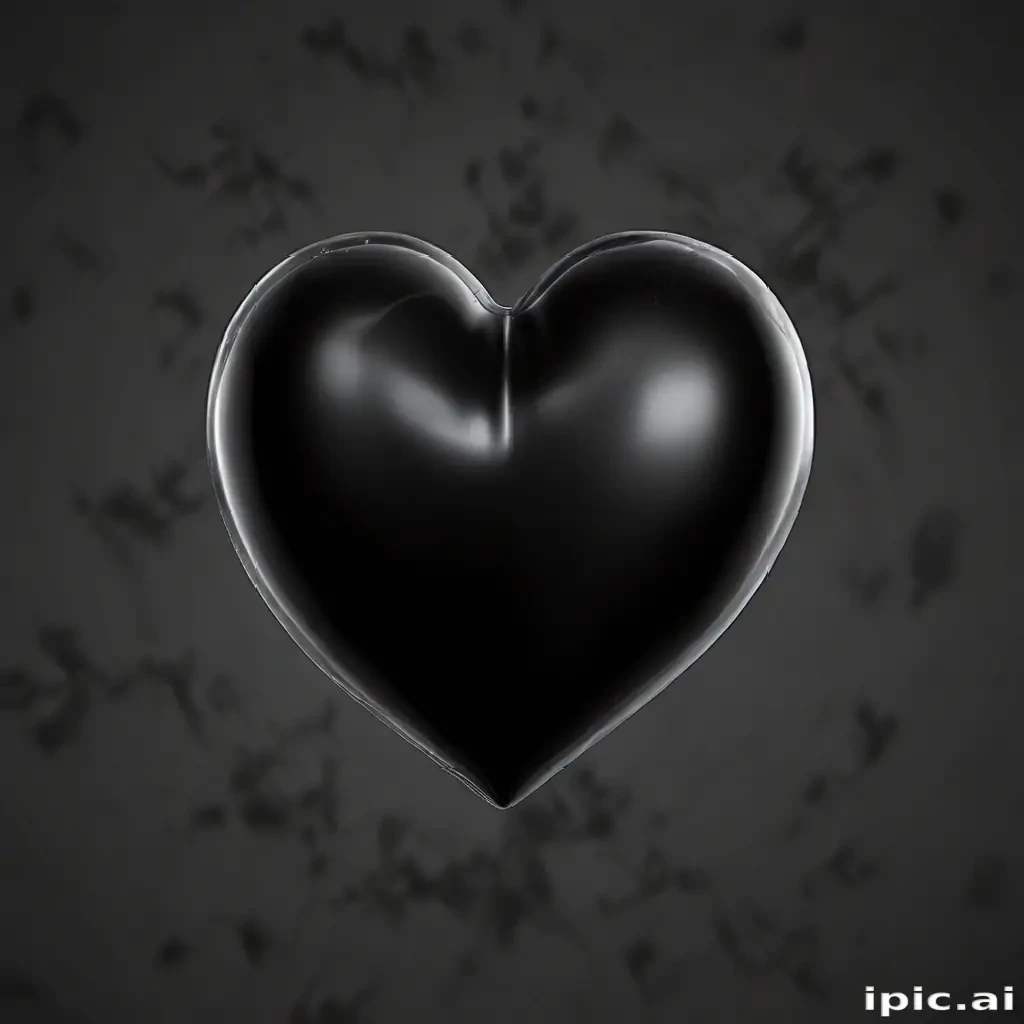 A Glossy Black Heart Symbolizing Depth and Emotion Against a Dark ...