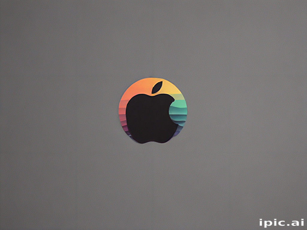 Colorful Apple Logo on a Simple Gray Background with Modern Aesthetic