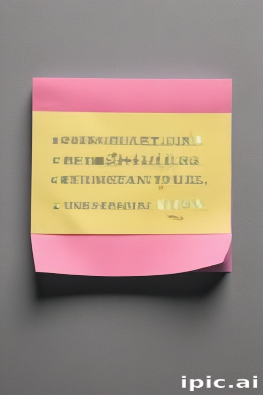 Colorful Sticky Note with Stenciled Text on a Gray Background
