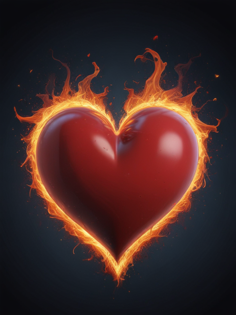 Passionate Heart Surrounded by Fiery Flames Symbolizing Intense Love ...