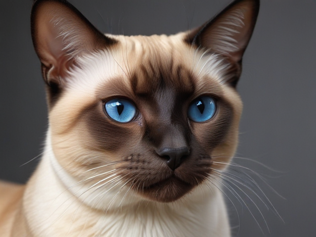 A Majestic Siamese Cat with Striking Blue Eyes and Elegant Features