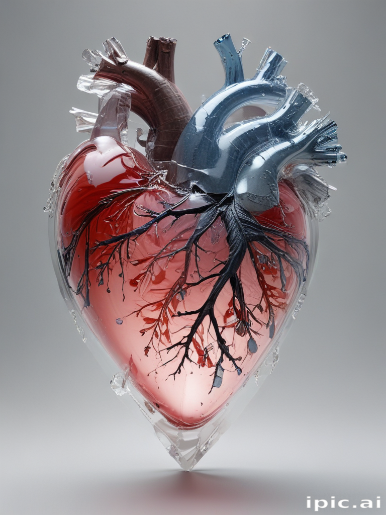 Intricate Glass Heart Sculpture with Colorful Vascular System Design ...