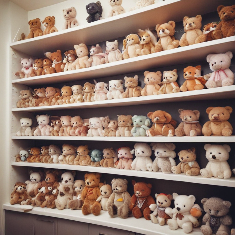 Shelves full of plush toys