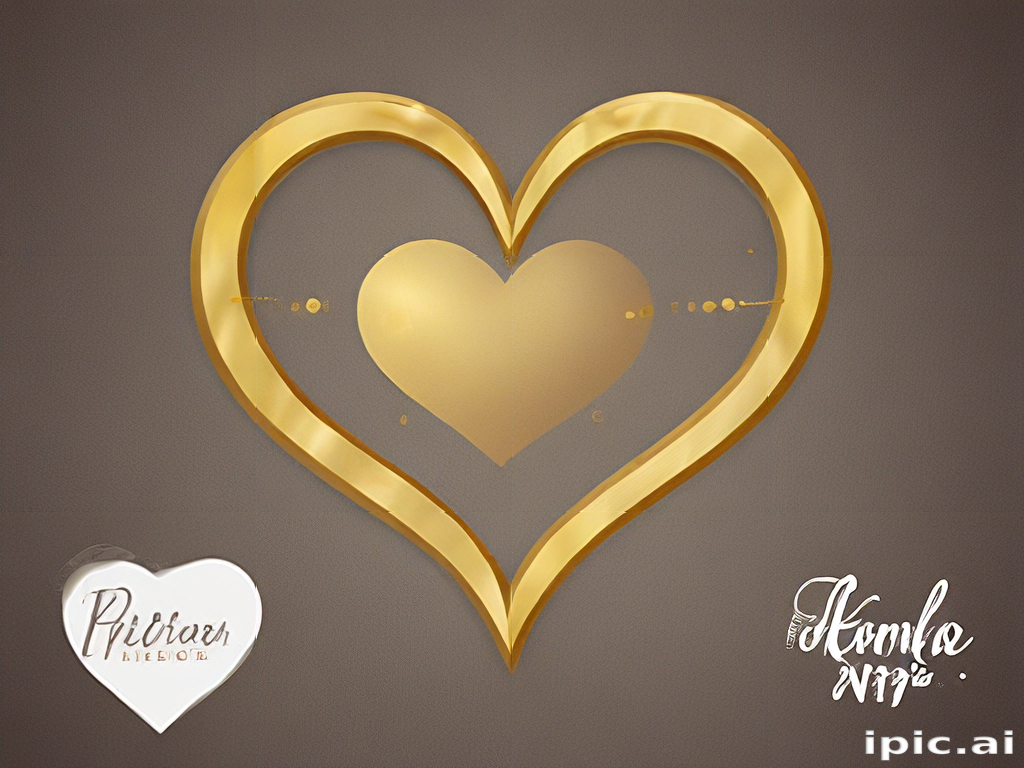 Elegant Golden Heart Design with Artistic Touches for Romantic Themes