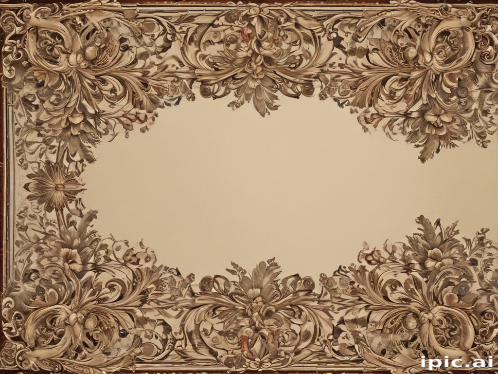 Intricate Floral Design Frame Surrounding a Blank Center for Customization