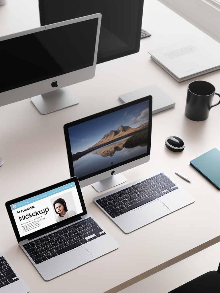 A Modern Workspace Featuring Multiple Apple Devices and Minimalist ...