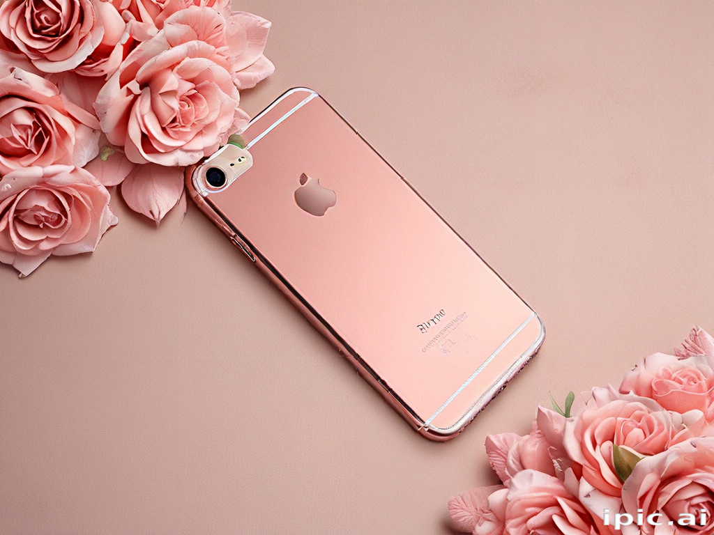 Elegant Rose Gold iPhone Surrounded by Beautiful Pink Roses on a Soft ...