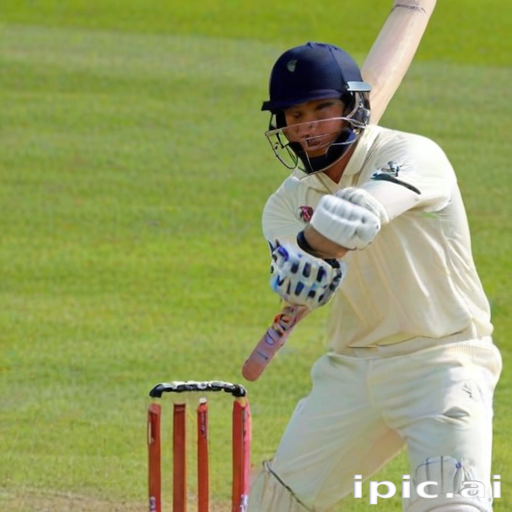 Cricketer Focused on Hitting the Ball in a Sunny Match