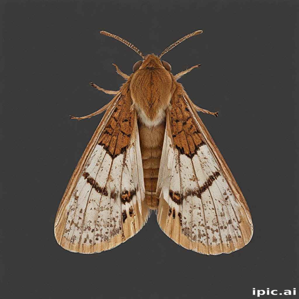 A Close-Up View of a Beautiful Brown and Cream Moth Specimen.