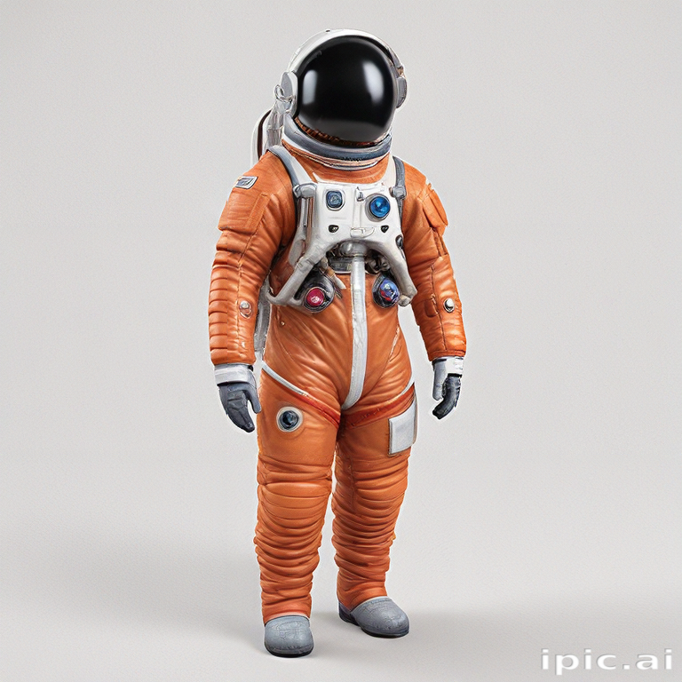 Astronaut in an Orange Space Suit Preparing for a Cosmic Adventure