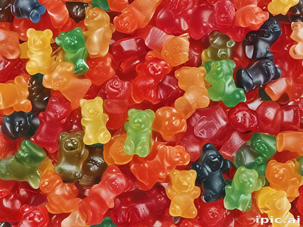 A Colorful Array of Gummy Bears in Various Flavors and Colors