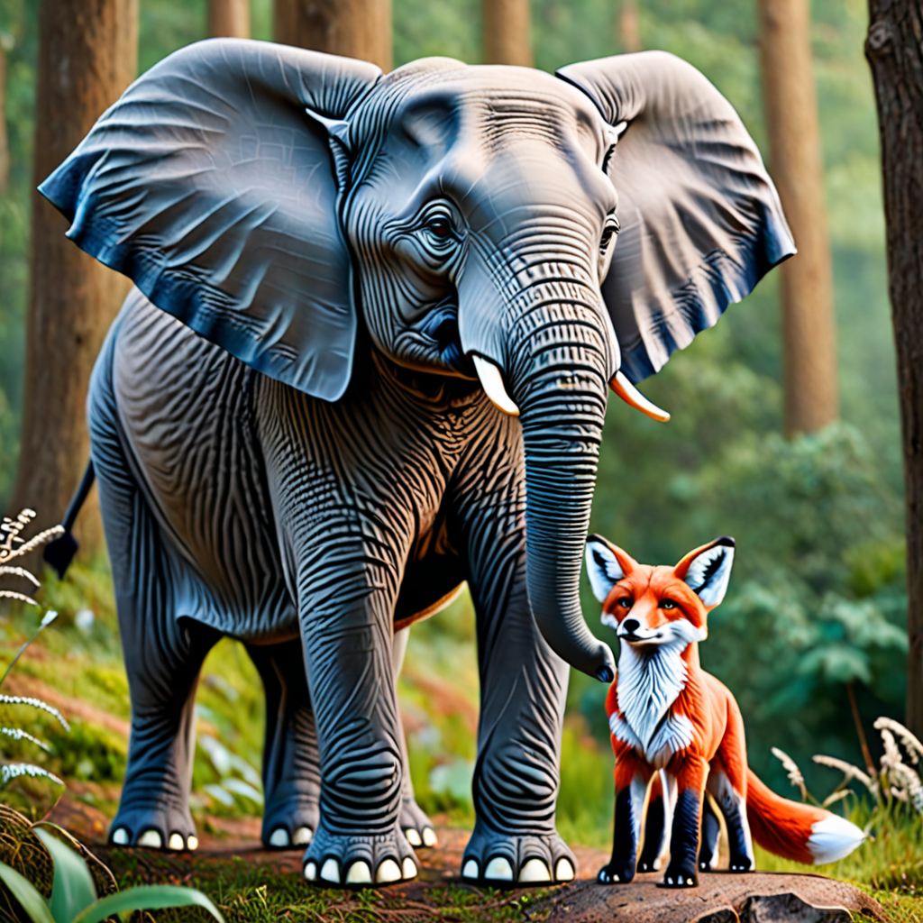 A fusion of elephant and fox, featuring the elephant's robust body with ...