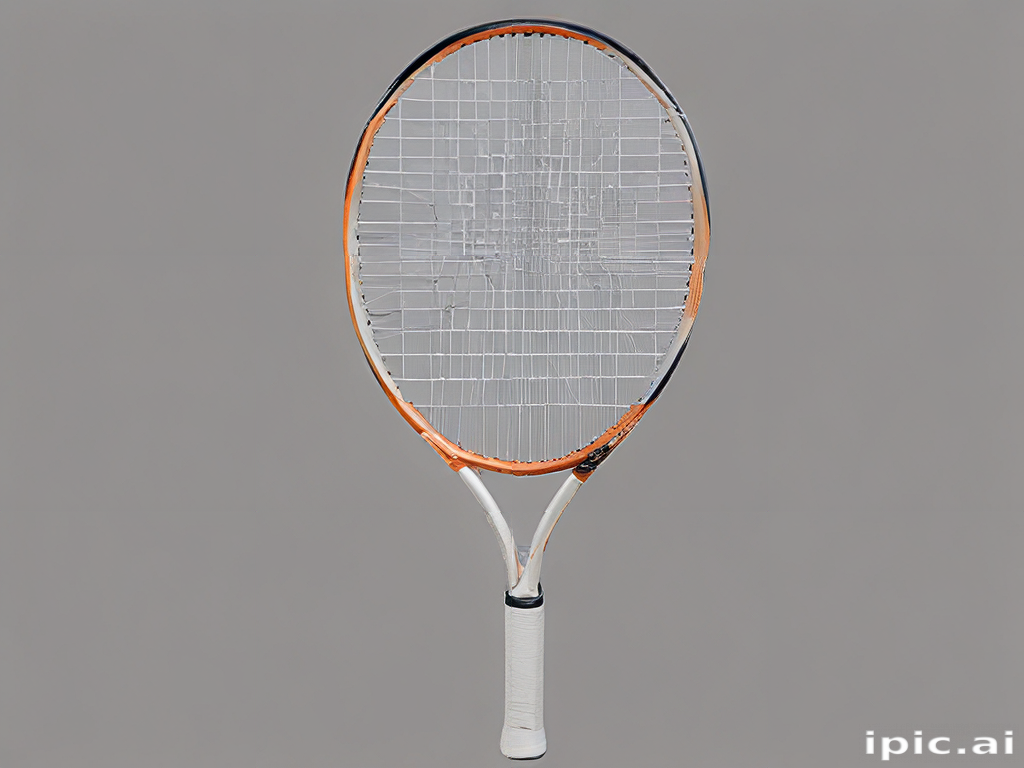 A Close-Up View of an Orange and White Tennis Racket Design