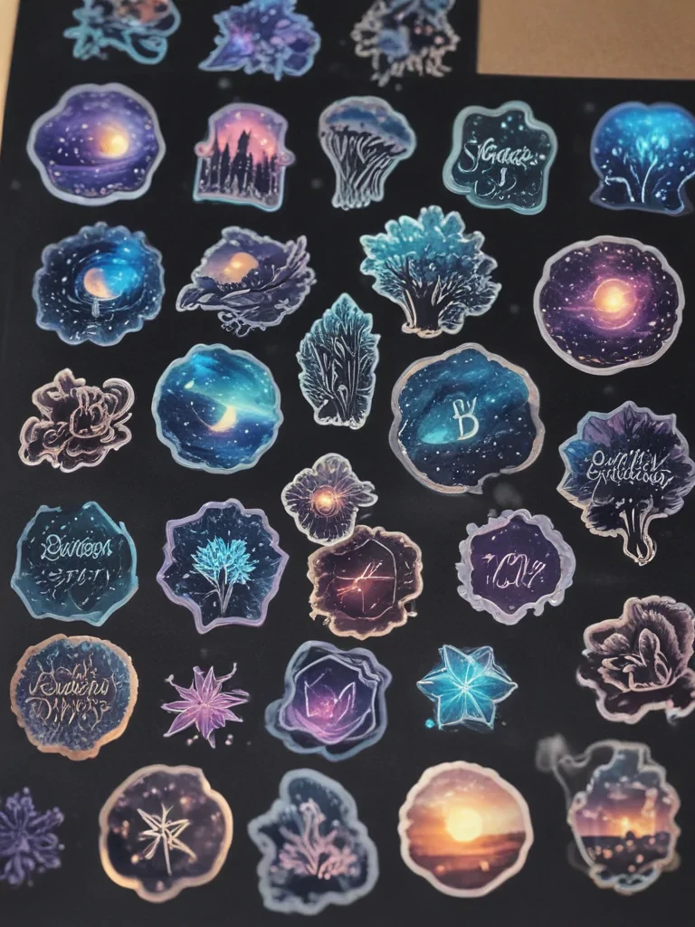 Beautiful Collection of Cosmic-Themed Stickers Featuring Stars and Galaxies