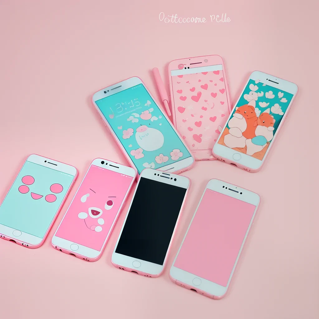 Colorful Collection of Cute Pink Phones with Whimsical Backgrounds and ...