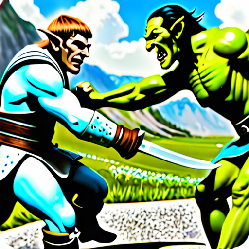 Elf fights orc