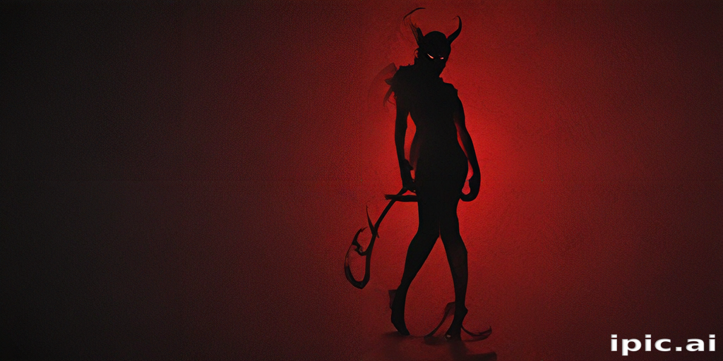 Shadowy Figure of a Demon in Red Light with Sinister Presence