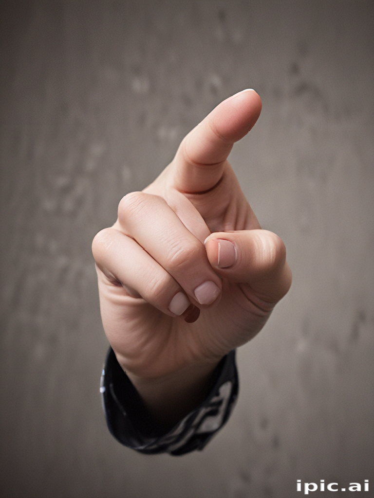 An Outstretched Hand Pointing Forward Against a Textured Gray Background