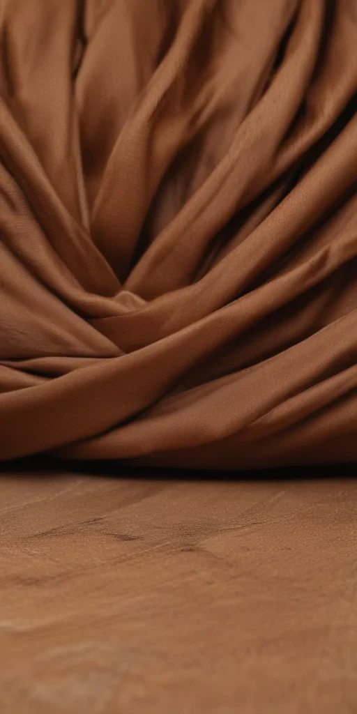 Elegant Brown Fabric Draped Beautifully on a Soft Textured Surface.