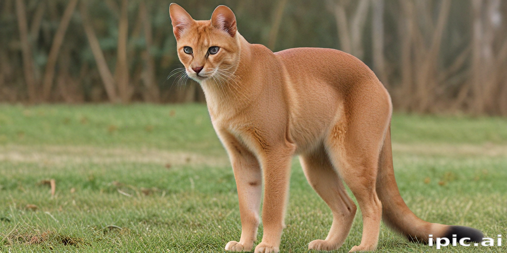 A Beautifully Striking Brown Cat Standing Gracefully on a Green Lawn.