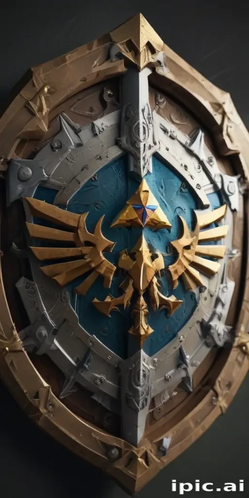 A Detailed Artistic Representation of a Shield with Intricate Designs ...