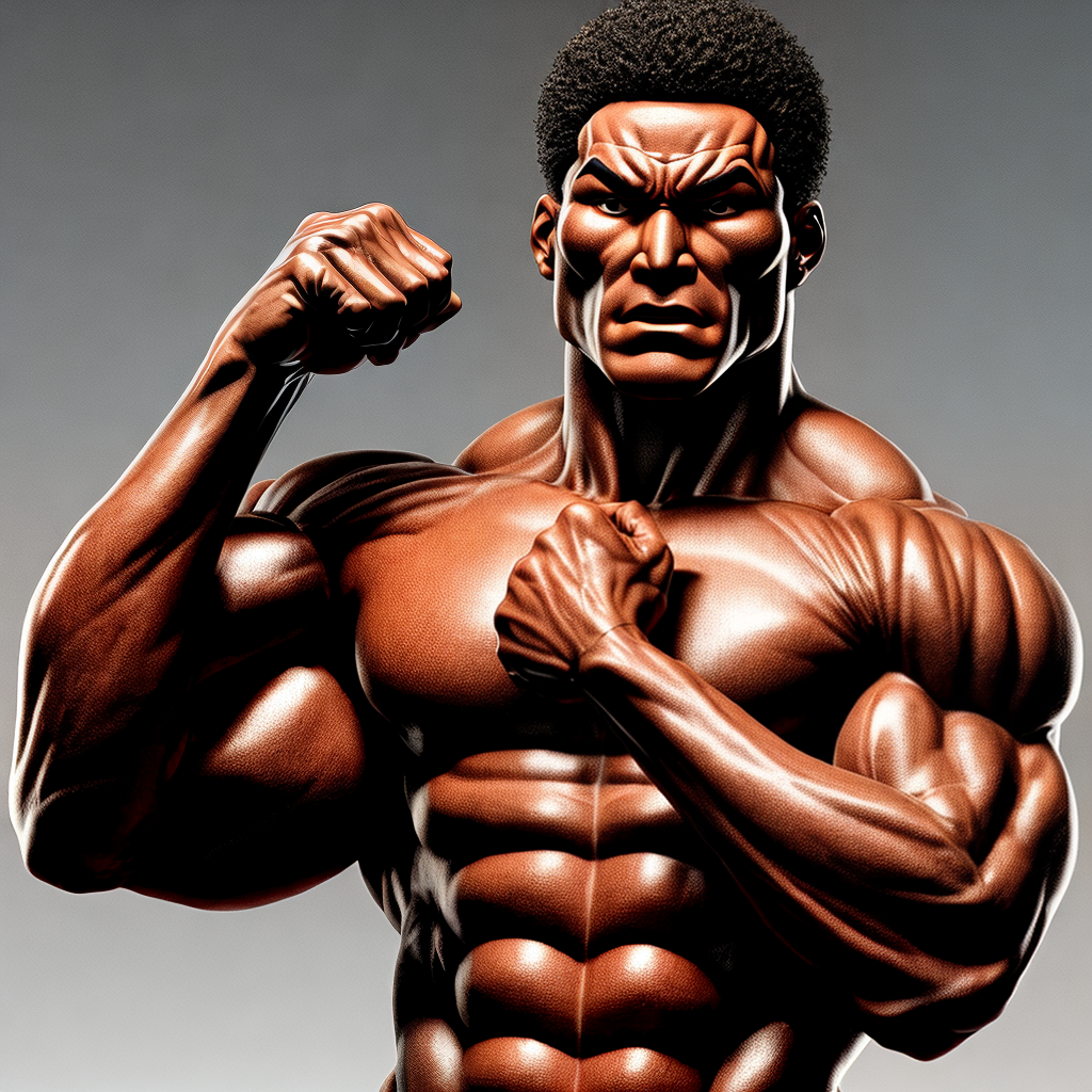 pose of the baki character with his hand on his chin, and the mr ...