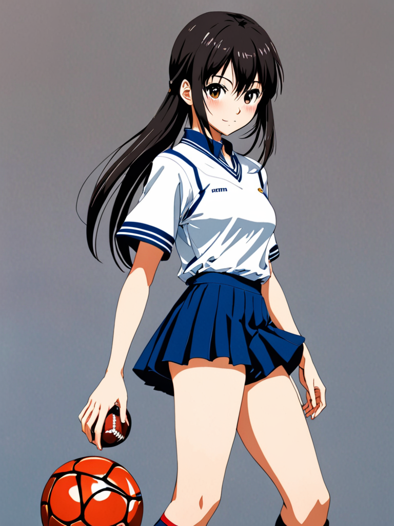 anime girl playing foodball