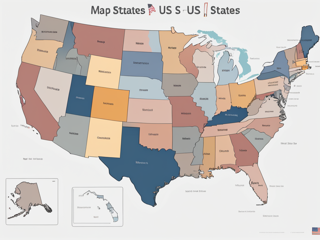 Detailed Map Illustrating All U.S. States with Color-Coded Regions and ...