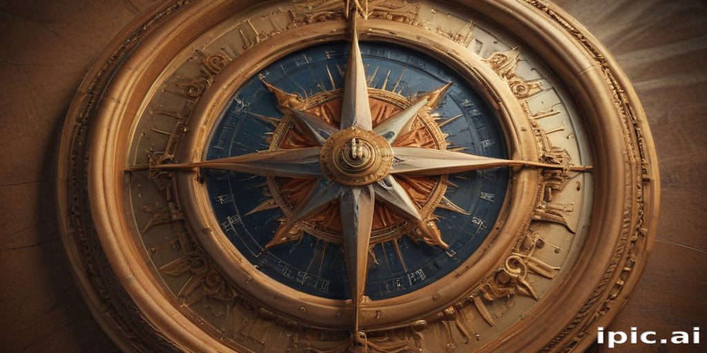 Intricate Decorative Compass Rose Design with Rich Colors and Detailed ...