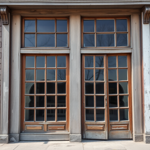 Charming Rustic Building with Weathered Double Doors in a Quaint ...