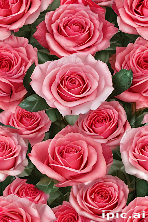 A Beautiful Display of Pink Roses in Full Bloom and Abundance.