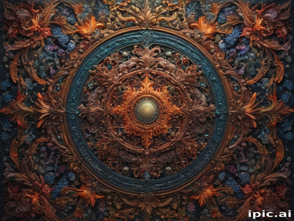 Intricate Ornate Ceiling Design Featuring Vibrant Floral Patterns and ...