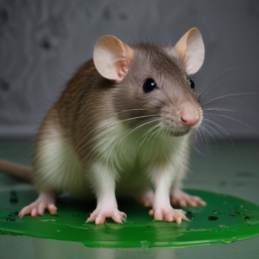ugly rat in toxic hazardous green liquid